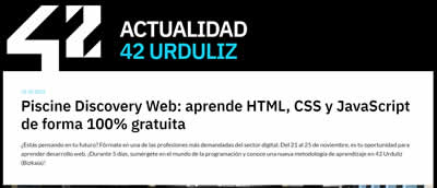 Piscine Discovery Web: aprende HTML, CSS y JavaScript de forma 100% ...